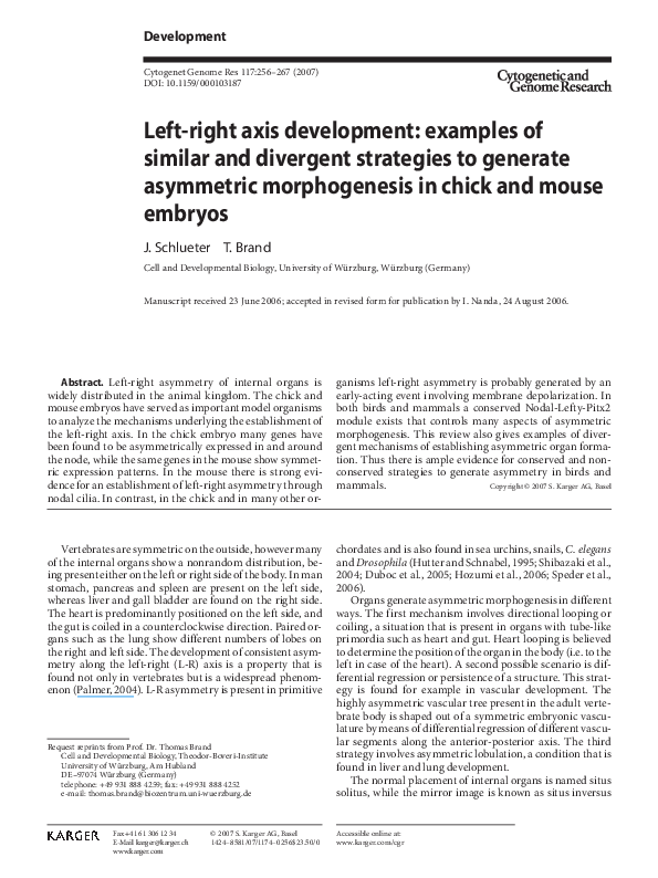 (PDF) Left-right axis development: examples of similar and divergent ...