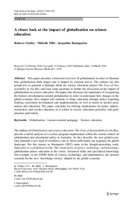 (PDF) A closer look at the impact of globalization on science education