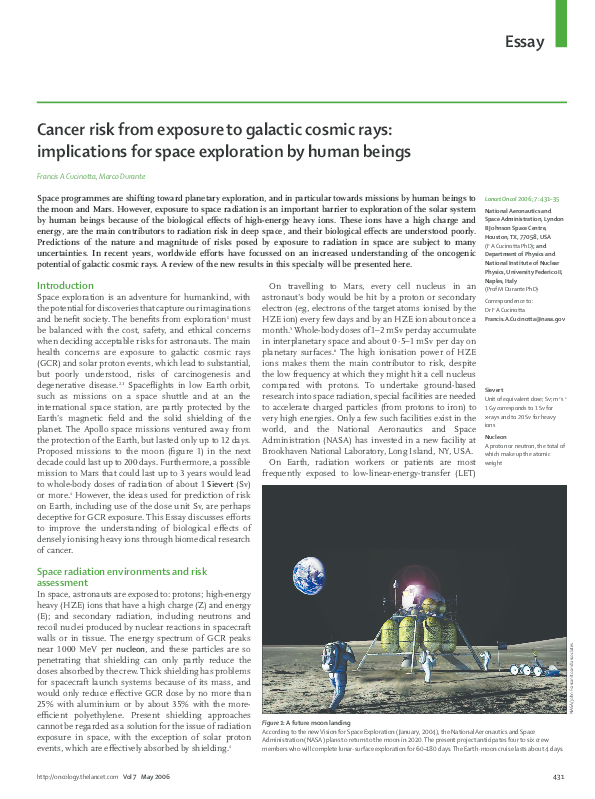 (PDF) Cancer risk from exposure to galactic cosmic rays: implications ...