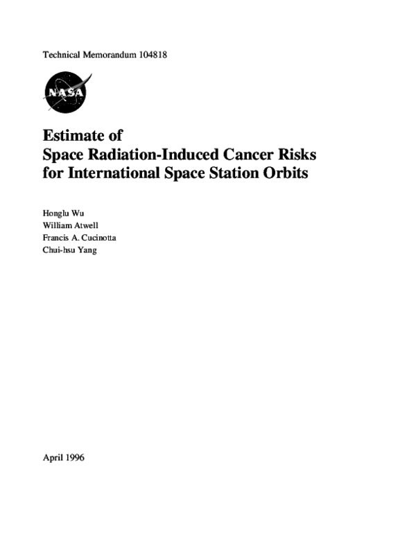 (PDF) Estimate of Space Radiation-Induced Cancer Risks for ...