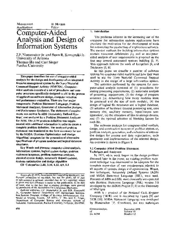 (PDF) Computer-aided analysis and design of information systems | Benn ...