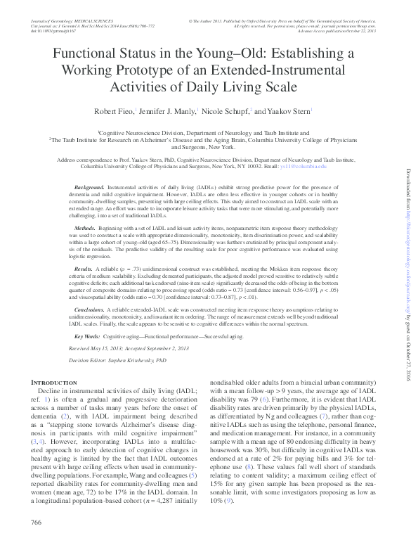 (PDF) Functional Status in the Young-Old: Establishing a Working ...