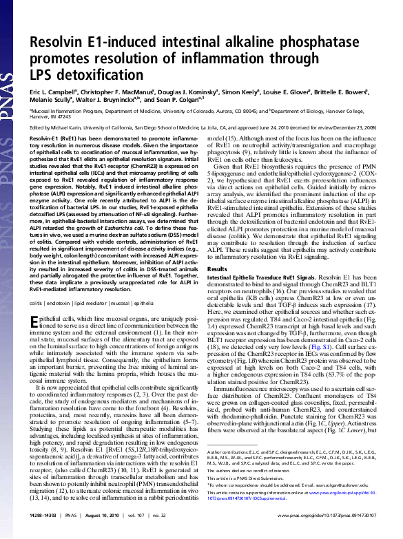 (PDF) Resolvin E1-induced intestinal alkaline phosphatase promotes ...