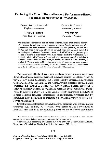 (PDF) Exploring the Role of Normative-and Performance-Based Feedback in ...