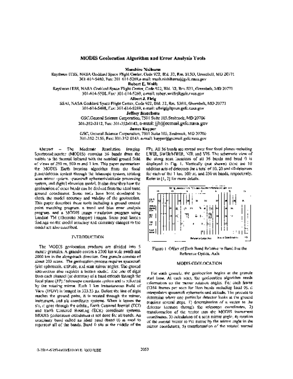 (PDF) MODIS geolocation algorithm and error analysis tools