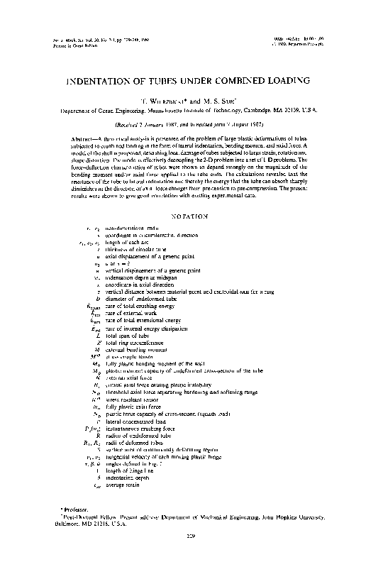 (PDF) Indentation of tubes under combined loading