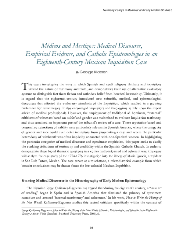 (PDF) Médicos and Mestizos: Medical Discourse, Empirical Evidence, and ...