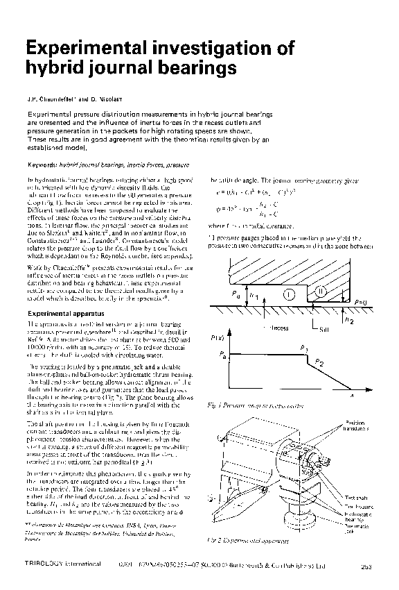 (PDF) Experimental investigation of hybrid journal bearings