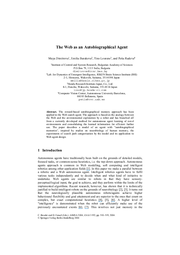 (PDF) The Web as an Autobiographical Agent