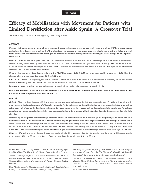 (PDF) Efficacy of Mobilization with Movement for Patients with Limited ...