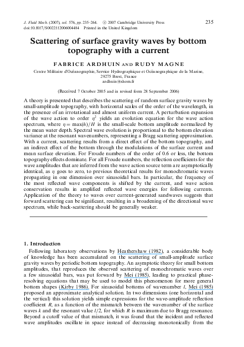 (PDF) Scattering of surface gravity waves by bottom topography with a ...