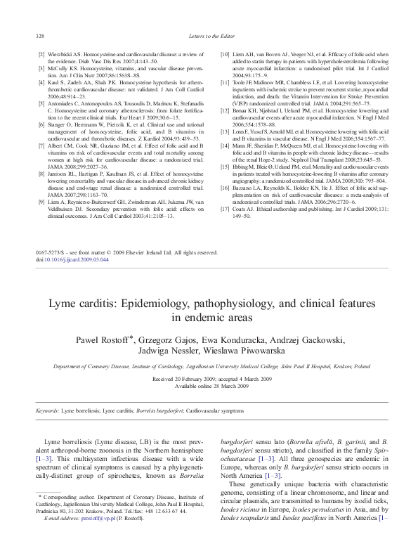 (PDF) Lyme carditis: Epidemiology, pathophysiology, and clinical ...