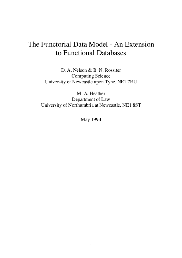 (PDF) The functorial data model: an extension to functional databases