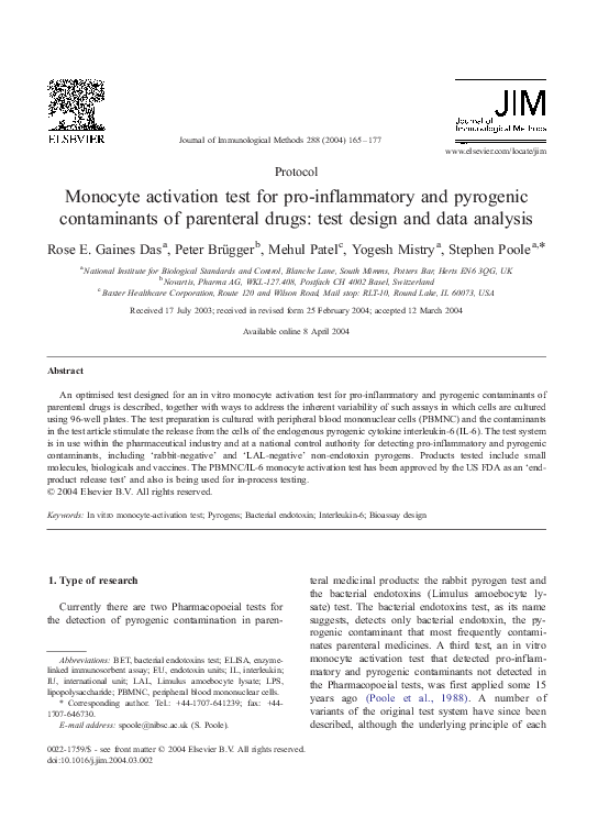 (PDF) Monocyte activation test for pro-inflammatory and pyrogenic ...