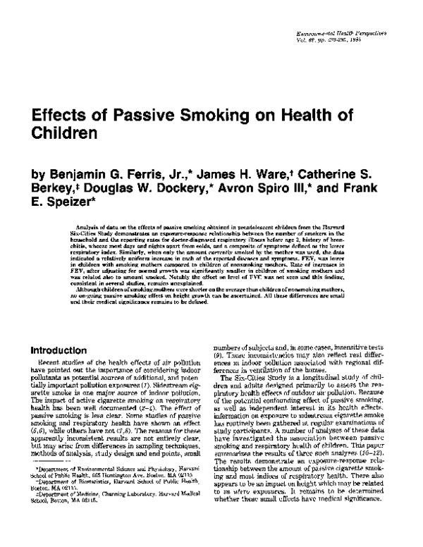 (PDF) Effects of passive smoking on health of children