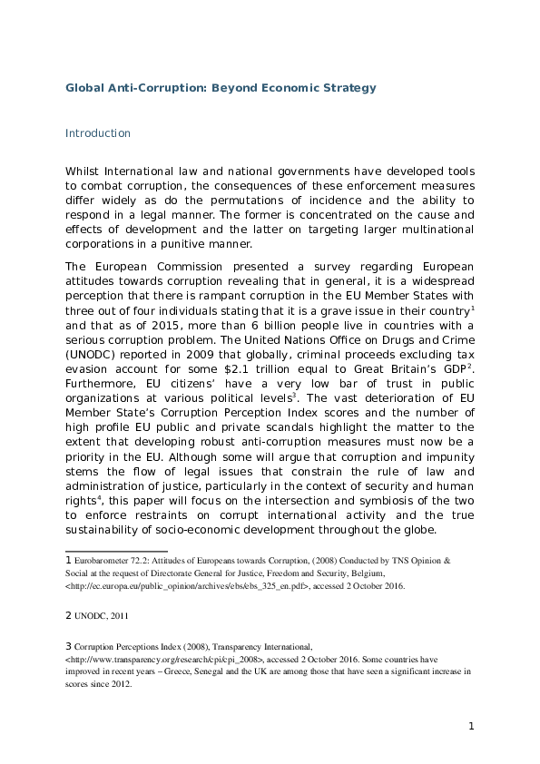 (DOC) Global Anti-Corruption: Beyond Economic Strategy