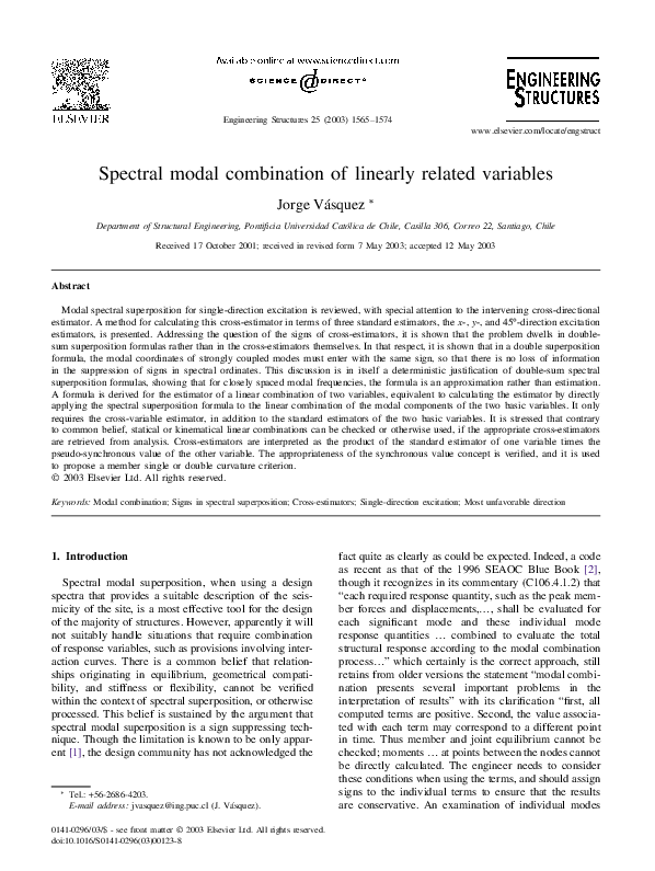 (PDF) Spectral modal combination of linearly related variables