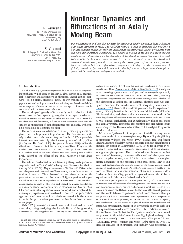 (PDF) Nonlinear Dynamics and Bifurcations of an Axially Moving Beam