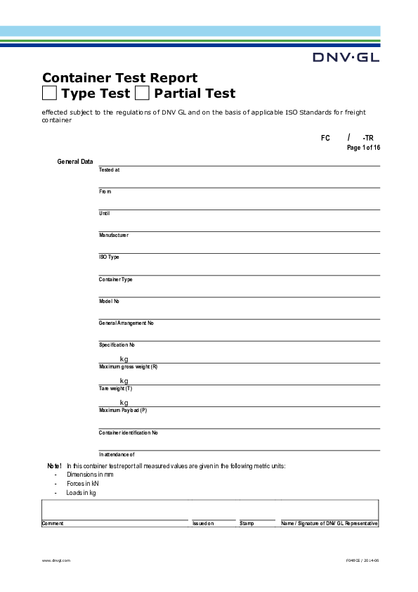 (PDF) Container Test Report Type Test Partial Test effected subject to ...