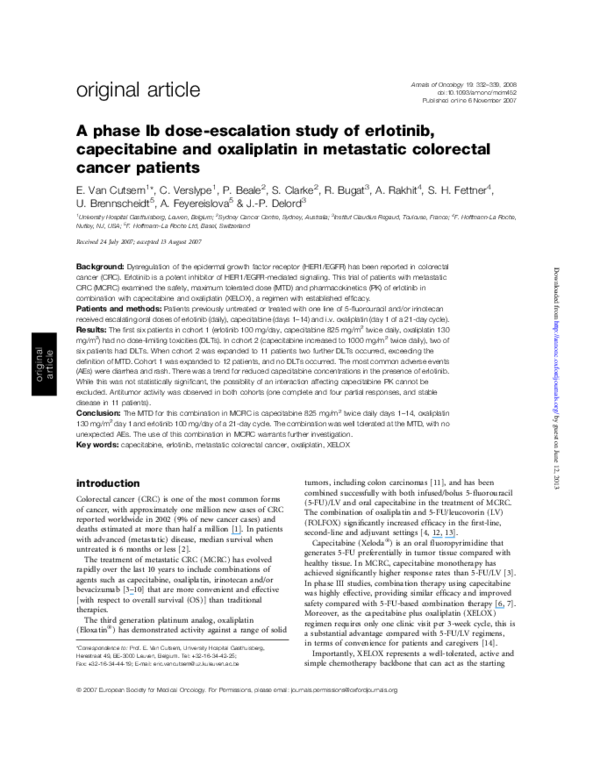 (PDF) A phase Ib dose-escalation study of erlotinib, capecitabine and oxaliplatin in metastatic ...