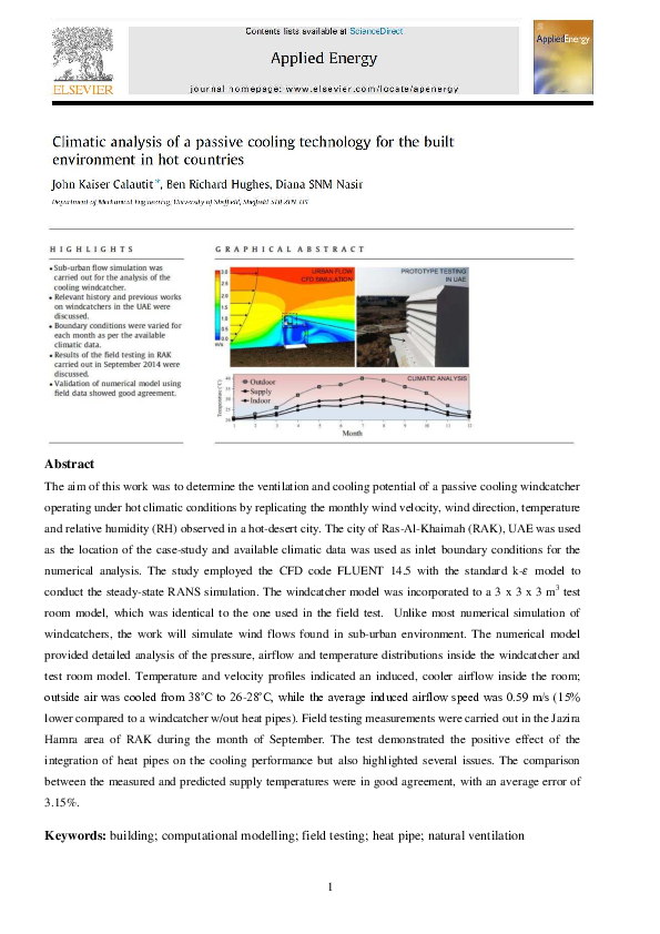Climatic analysis of a passive cooling technology for the built ...