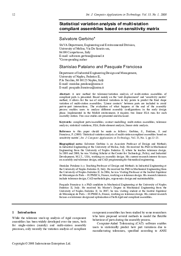 Pdf Statistical Variation Analysis Of Multi Station Compliant