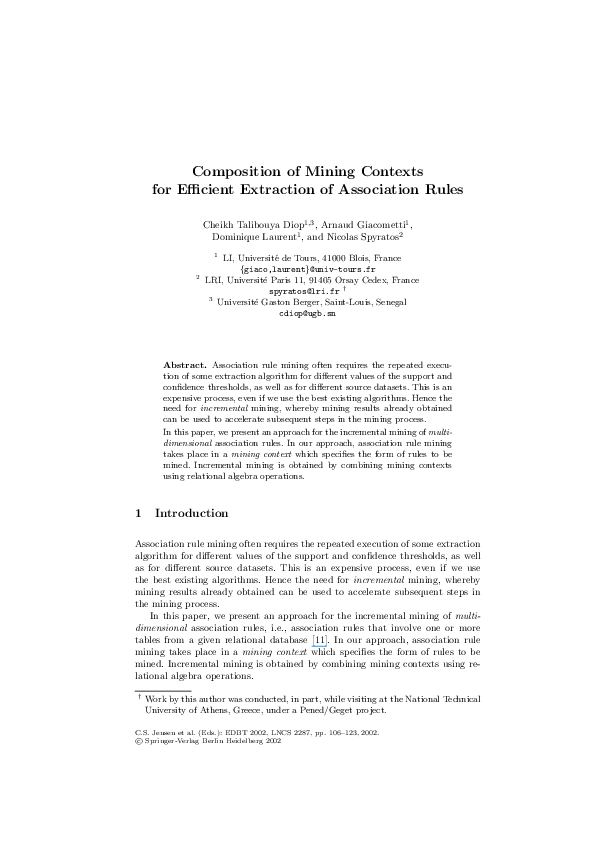 (PDF) Composition of Mining Contexts for Efficient Extraction of Association Rules