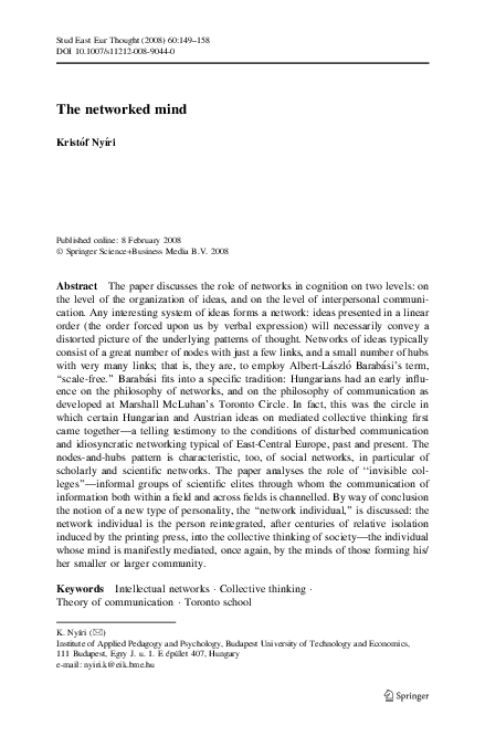 (PDF) The networked mind