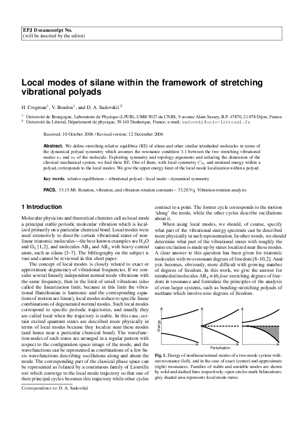 (PDF) Local modes of silane within the framework of stretching ...