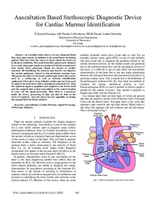 (PDF) Auscultation based stethoscopic diagnostic device for cardiac ...