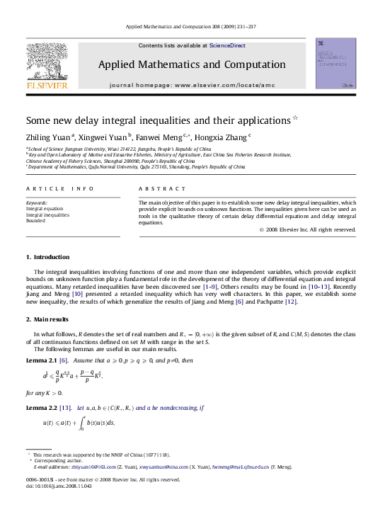 (PDF) Some new delay integral inequalities and their applications