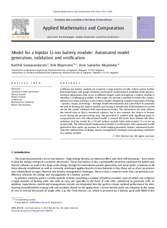 (PDF) Model for a bipolar Li-ion battery module: Automated model ...