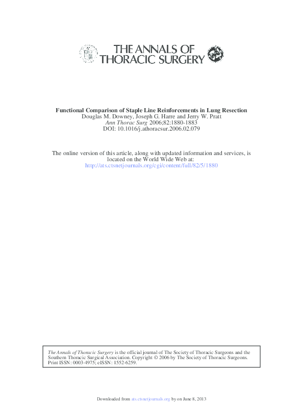 (PDF) Functional Comparison of Staple Line Reinforcements in Lung Resection