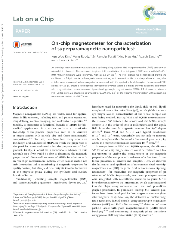 (PDF) On-chip magnetometer for characterization of superparamagnetic ...