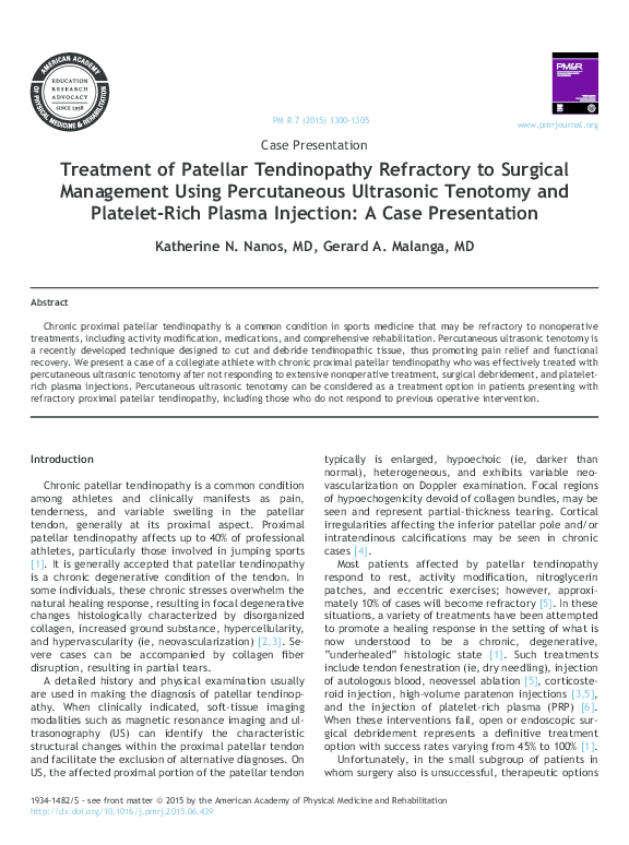 (PDF) Treatment of Patellar Tendinopathy Refractory to Surgical ...