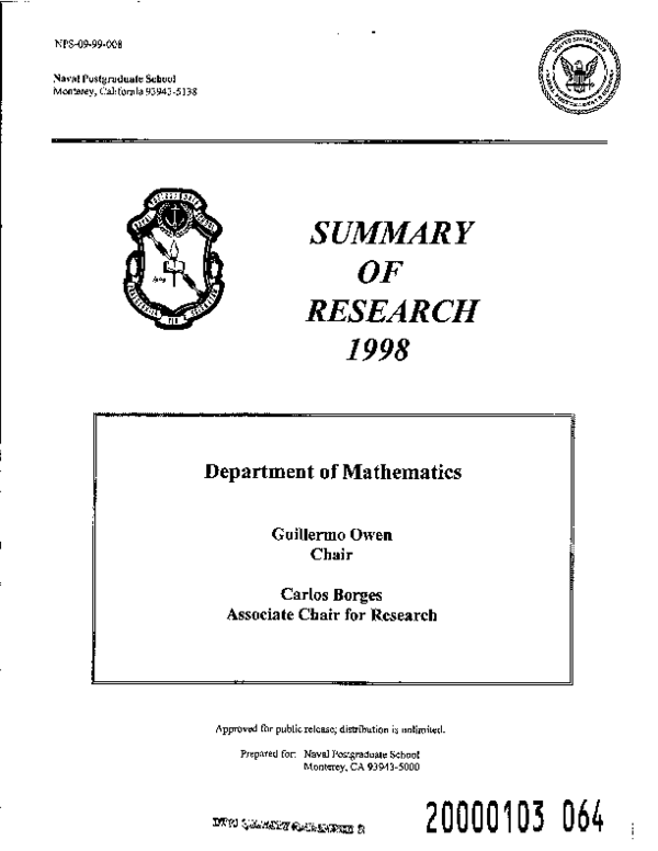 (PDF) Summary of Research 1998, Department of Mathematics