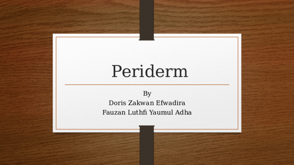 (PPT) Periderm-biology