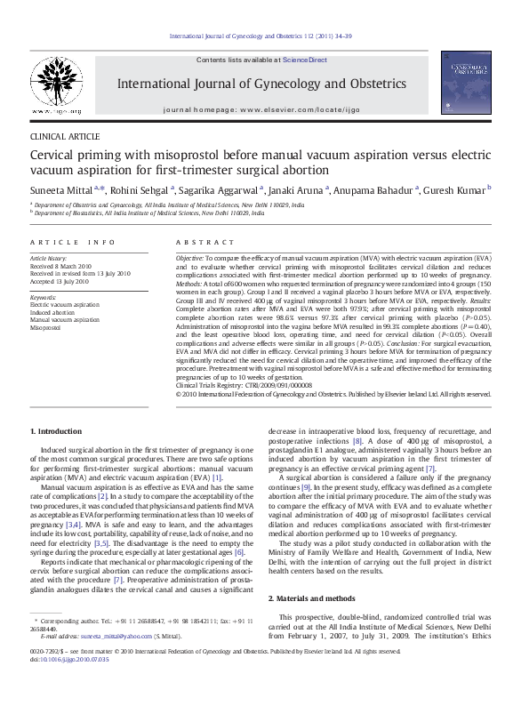 (PDF) Cervical priming with misoprostol before manual vacuum aspiration ...