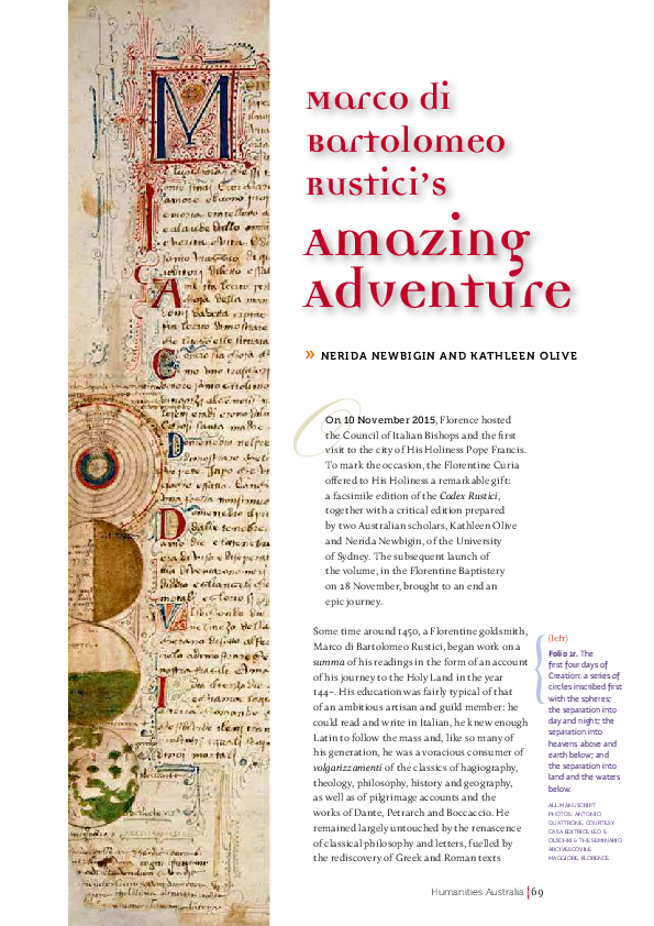 (PDF) Nerida Newbigin and Kathleen Olive, "Marco di Bartolomeo Rustici ...