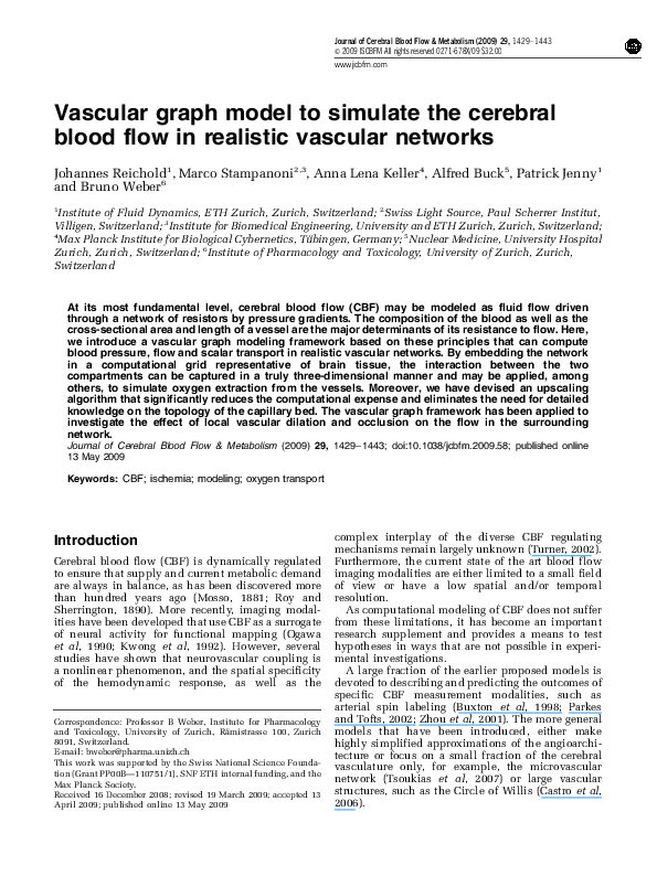 (PDF) Vascular graph model to simulate the cerebral blood flow in ...