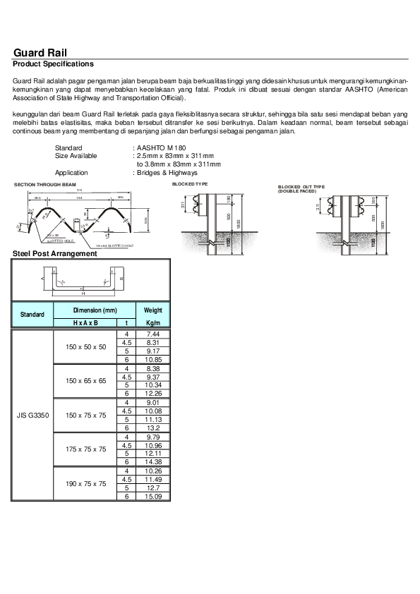 (PDF) Guard Rail Product Specifications