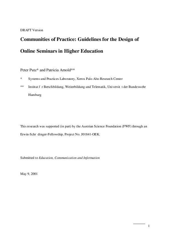 (PDF) Communities of Practice: guidelines for the design of online ...