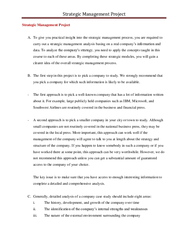 (PDF) Strategic Management Project Strategic Management Project