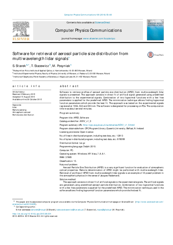 (PDF) Software for retrieval of aerosol particle size distribution from multiwavelength lidar ...