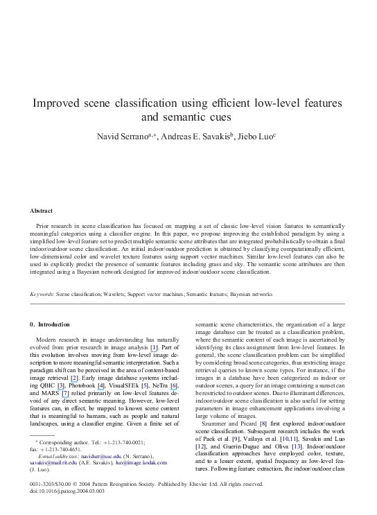 Pdf Improved Scene Classification Using Efficient Low Level Features