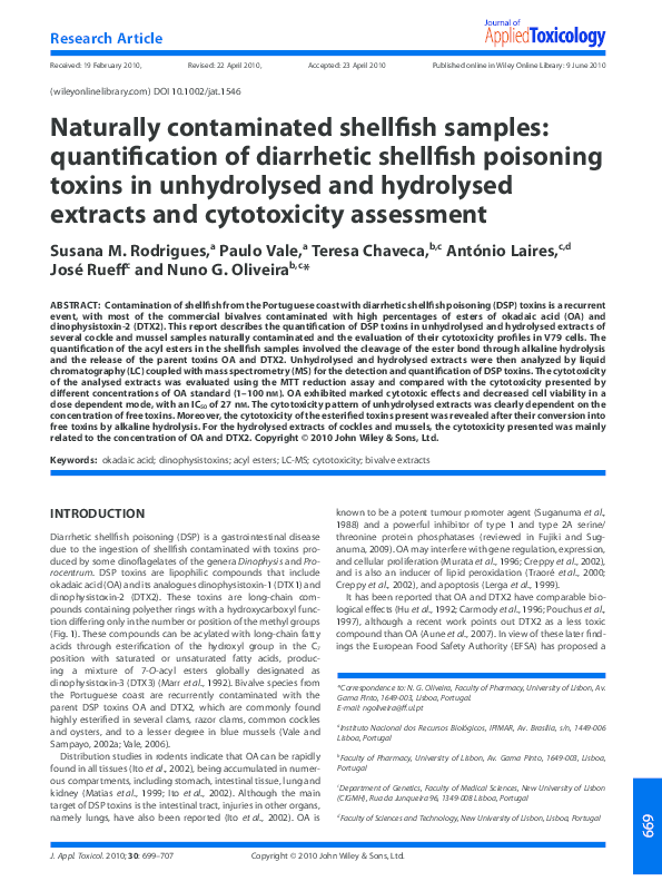(PDF) Naturally contaminated shellfish samples: quantification of ...