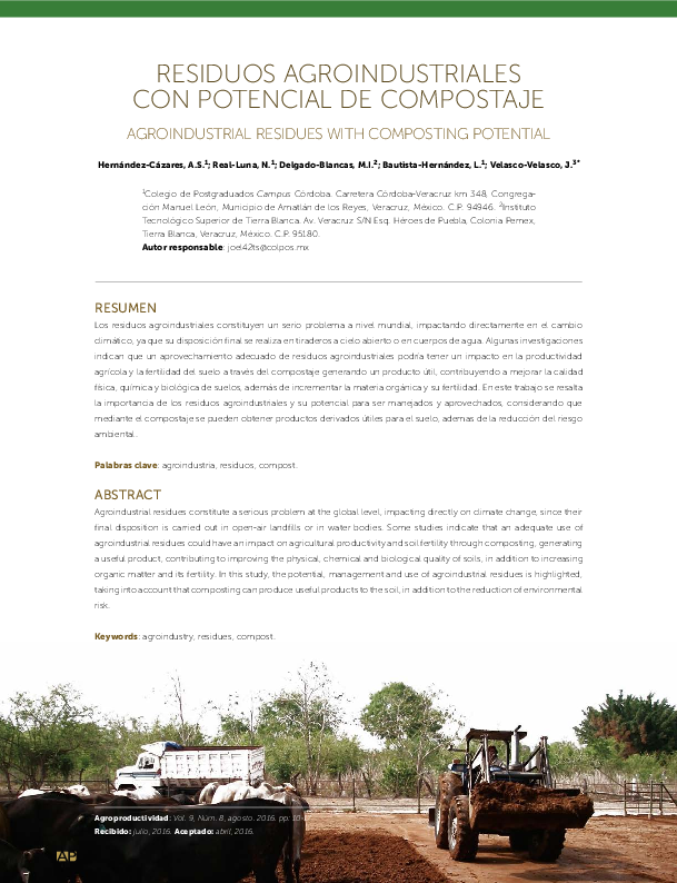 (PDF) RESIDUOS AGROINDUSTRIALES CON POTENCIAL DE COMPOSTAJE AGROINDUSTRIAL RESIDUES WITH ...