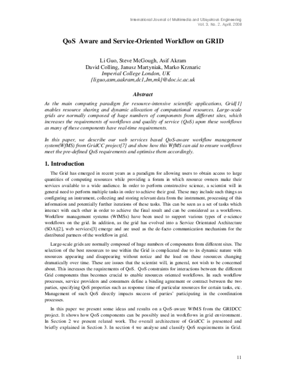 Pdf Qos Aware And Service Oriented Workflow On Grid