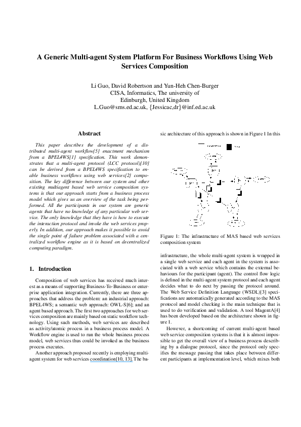 (PDF) A Generic Multi-agent System Platform For Business Workflows Using Web Services Composition