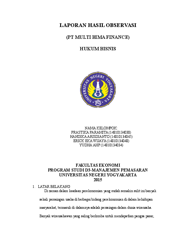 (DOC) Laporan Hasil Observasi PT Multi Bima Finance.docx